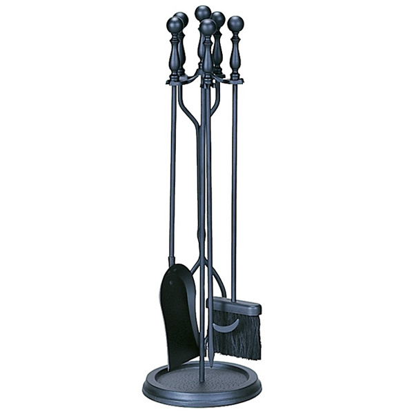4 Piece Black Finish Fireplace Tool Set with Ball Handles | Woodland Direct