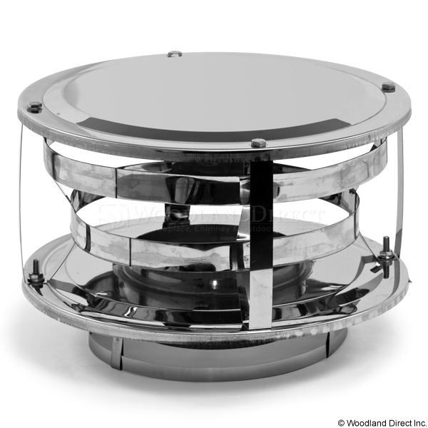 6" Ventis 316L Stainless Steel Wood Style Rain Cap | Woodland Direct