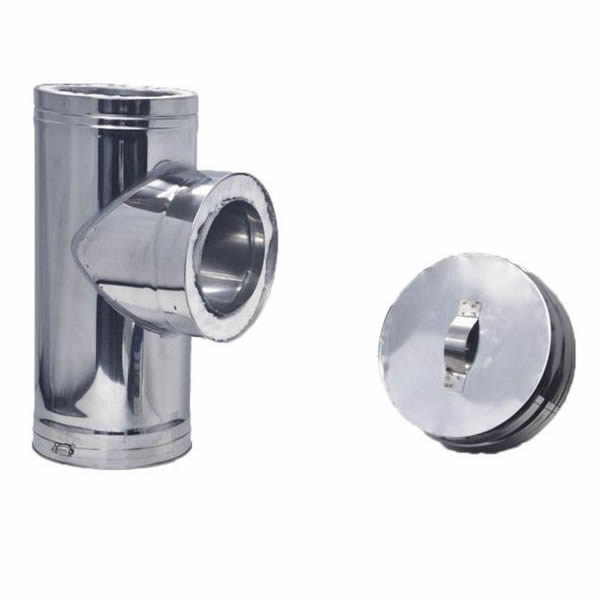 7" Ventis 316L Stainless Steel Insulated Tee with Cover | Woodland Direct