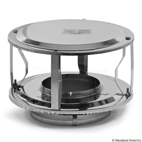 8" Ventis 430 Stainless Steel Wide Open Rain Cap | Woodland Direct