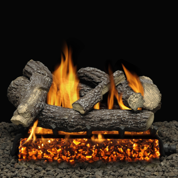Ashford Oak Vented Gas Log Set | Woodland Direct