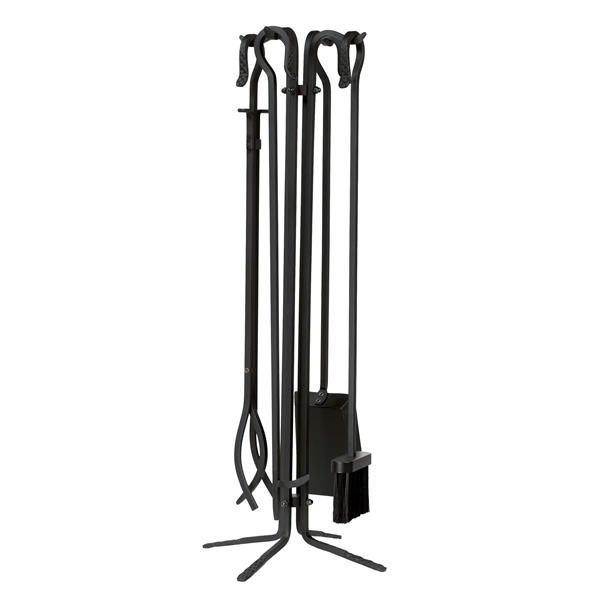 Black Wrought Iron Quad Stand 4 Piece Tool Set | Woodland Direct