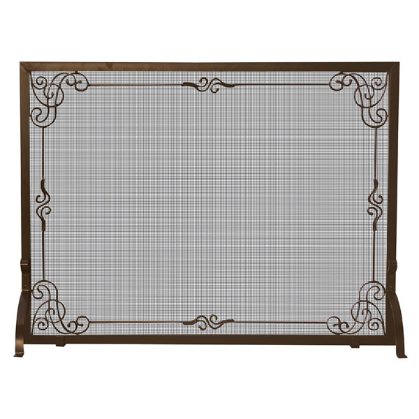 Bronze Single Panel Screen with Decorative Scroll | Woodland Direct