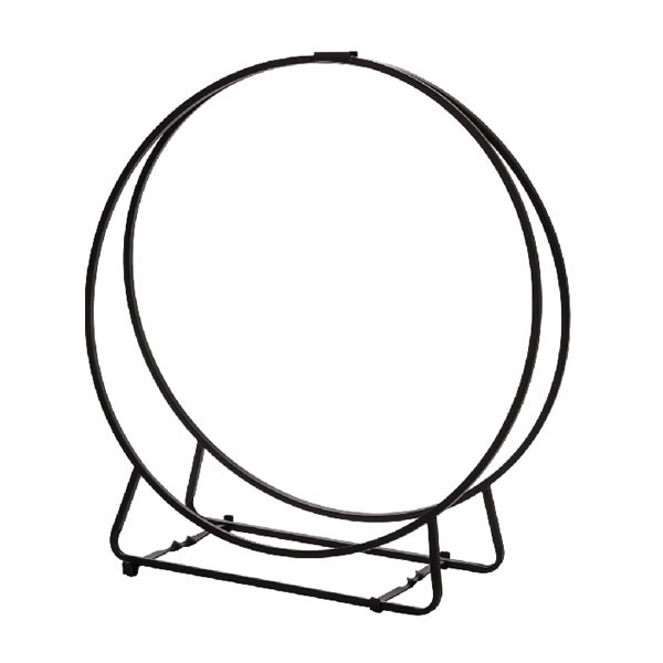 24" Black Steel Hoop Wood Holder | Woodland Direct
