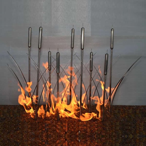 Fire Reeds Gas Fire Pit Burner - 24" Match Lit | Woodland Direct