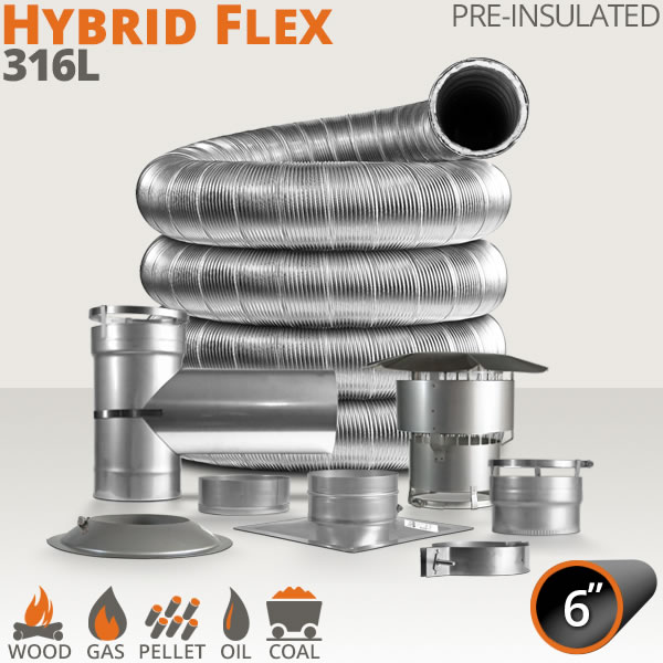 Hybrid Flex 316L Pre-Insulated Chimney Liner Kit - 6" | Champion ...