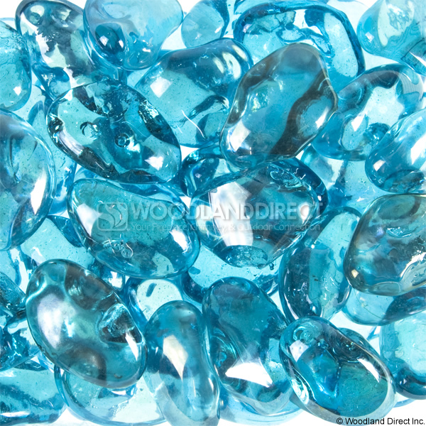 Krystal Fire - Smooth Fire Glass - 1" Aqua Irid. | Woodland Direct
