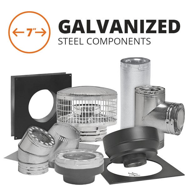 7" Metal-Fab Temp-Guard Galvanized Steel Chimney Pipe | Woodland Direct