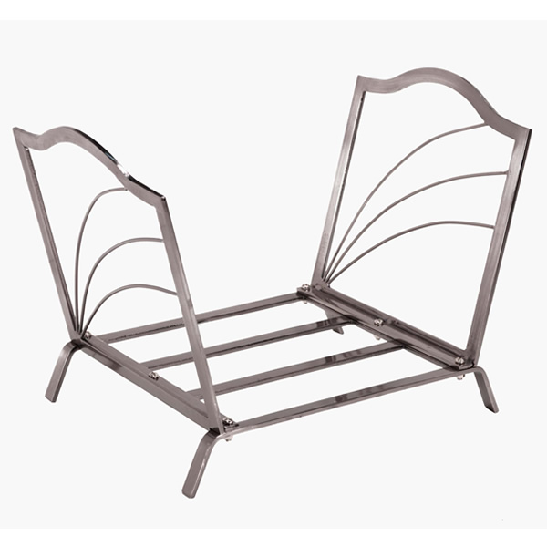 The Wisp Indoor Firewood Rack - Satin Nickel | Woodland Direct