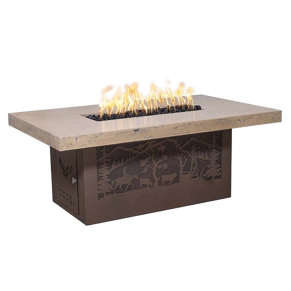 Outback Rectangle Cattle Ranch Powder Coat Steel Fire Table | Woodland ...