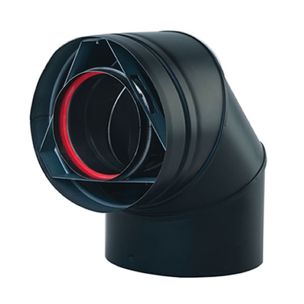 Painted Black 90 Degree Elbow Vent Pipe Elbow - 4" Dia | Woodland Direct