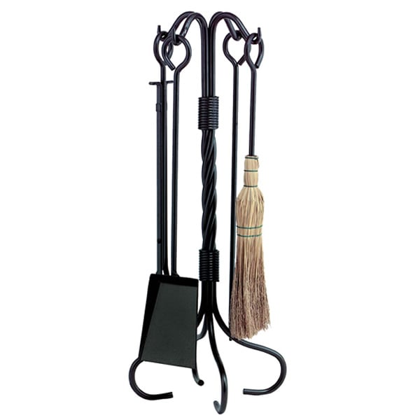Short Twisted Black Wrought Iron 4 Piece Tool Set | Woodland Direct