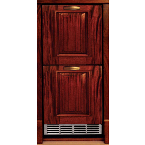 15" Stainless Refrigerator with Wood Overlay Drawers | Woodland Direct