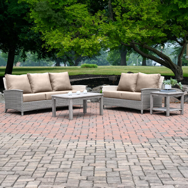 Three Birds Casual Bella Deep Seating Collection with Gray Wicker Frame ...