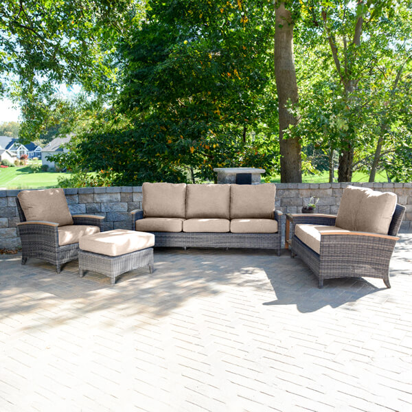 Three Birds Casual Bella Deep Seating Collection with Brown Wicker ...