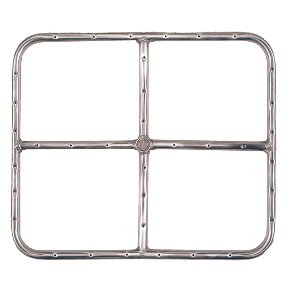 Stainless Steel Natural Gas Rectangular Fire Ring - 18" | Woodland Direct