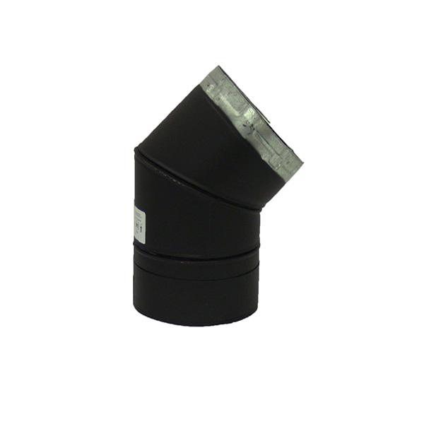 Metal-Fab 4" x 6.5" Direct Vent 45° Swivel Elbow - Black | Woodland Direct